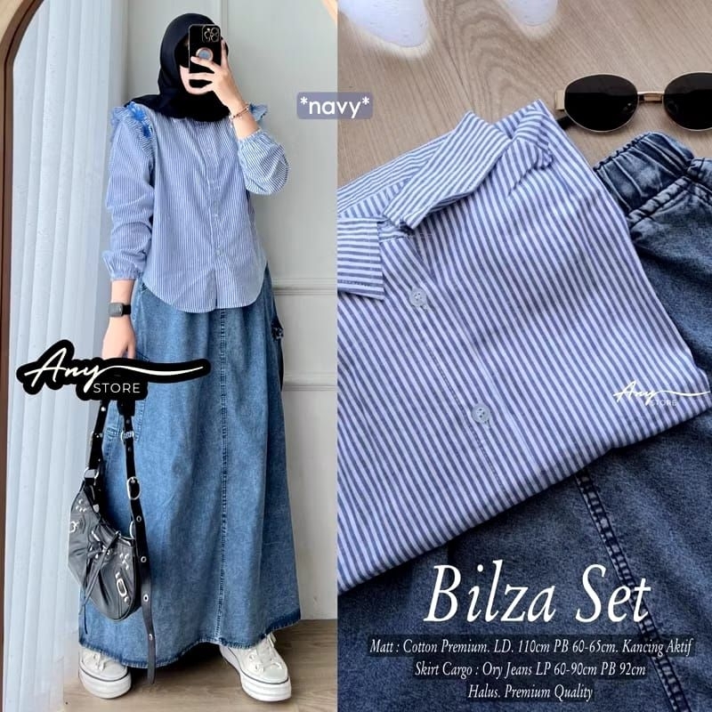 Jual Bilza Set Rok Jeans Mix Katun Salur (Any) | Shopee Indonesia