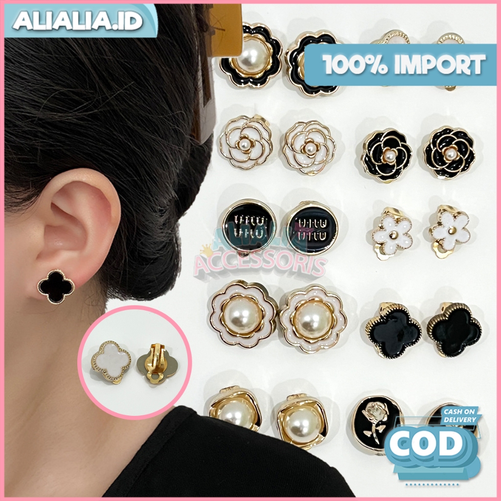 Jual Anting Hijab Klip Jepit Wanita Korea Motif Bunga Elegan Tanpa ...