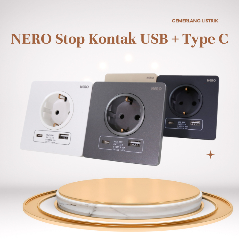 Jual Nero Stop Kontak Usb Fast Charging Stopkontak Colokan Usb Tipe C