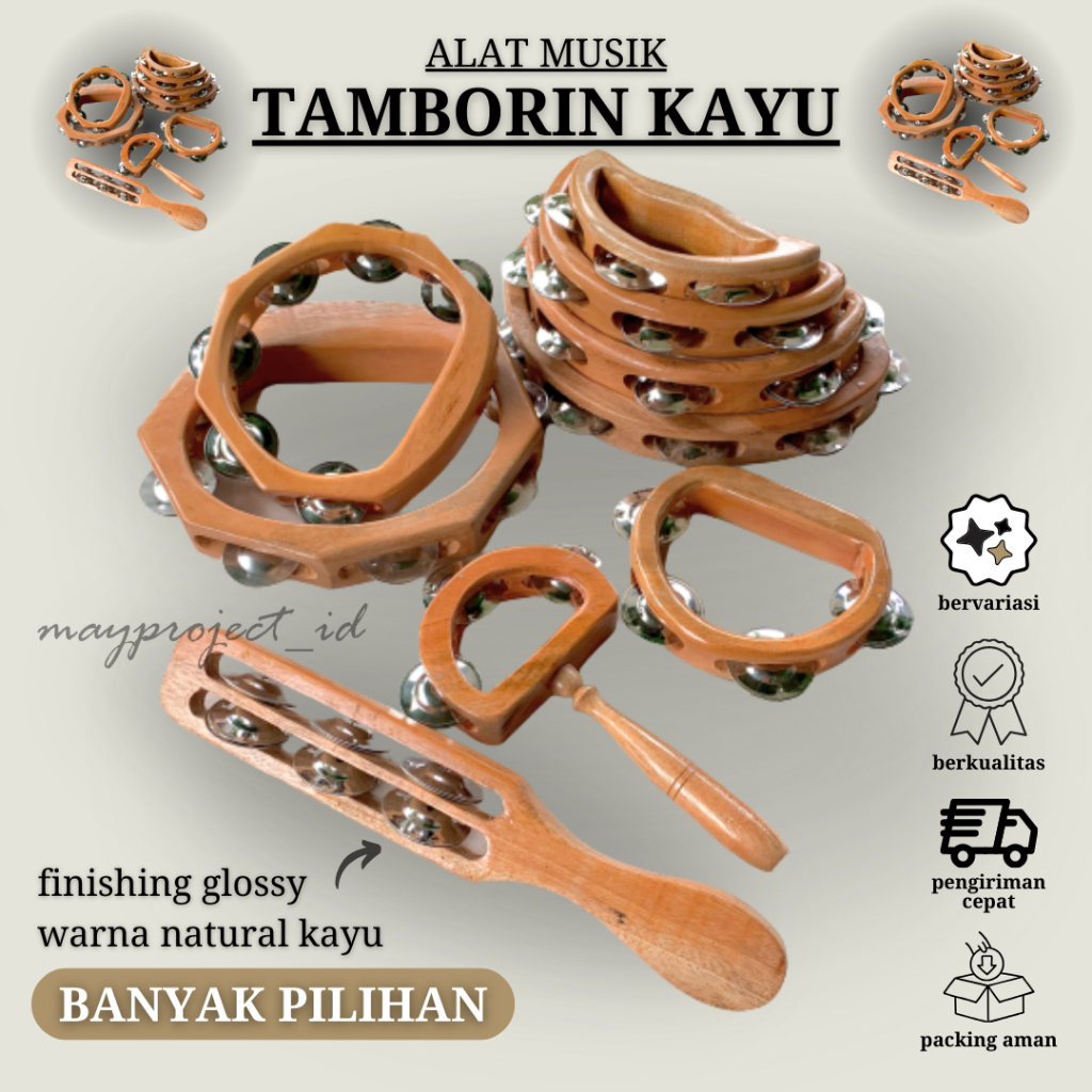Jual Tamborin Kayu Kecrekan Tambourine Alat Musik Perkusi | Shopee ...