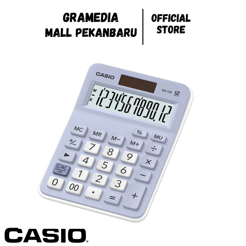 Jual CASIO CALCULATOR MX-12 B Blue - Kalkulator Kantor Dagang 12 Digits (Original) Gramedia Mal ...