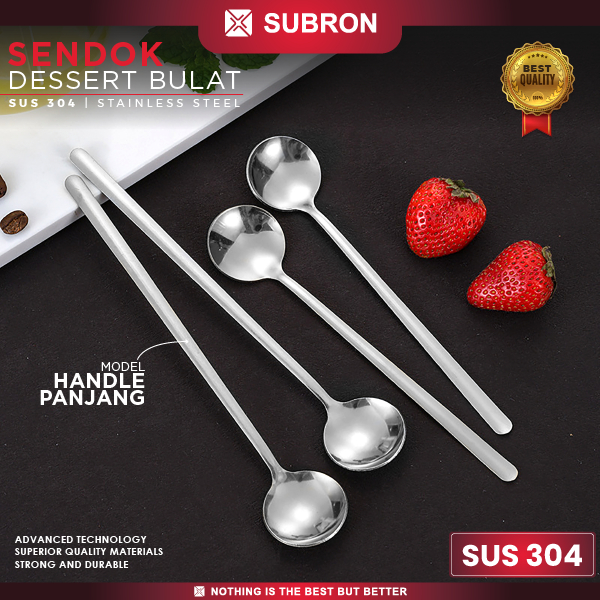 Jual SUBRON Sendok SUS 304 Dessert Ice Cream Model Bulat Panjang Alat ...
