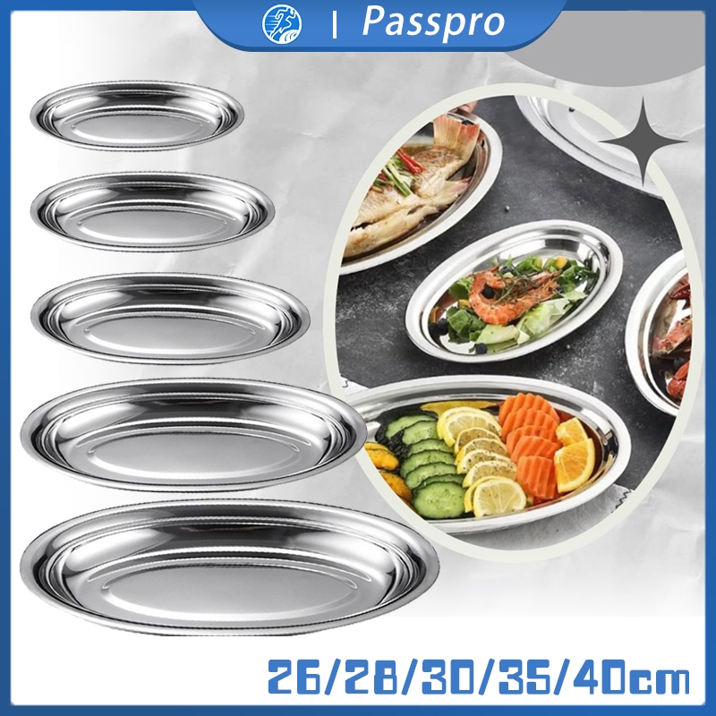 Jual Piring Saji Oval Vintage Oval Stainless Steel Plate Tray Ikan Sate ...