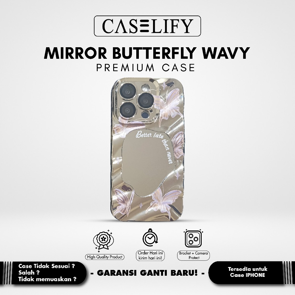 Jual CASELIFY mirror butterfly wavy iphone x xr xs max 11 12 13 14 15 pro plus max case kaca ...