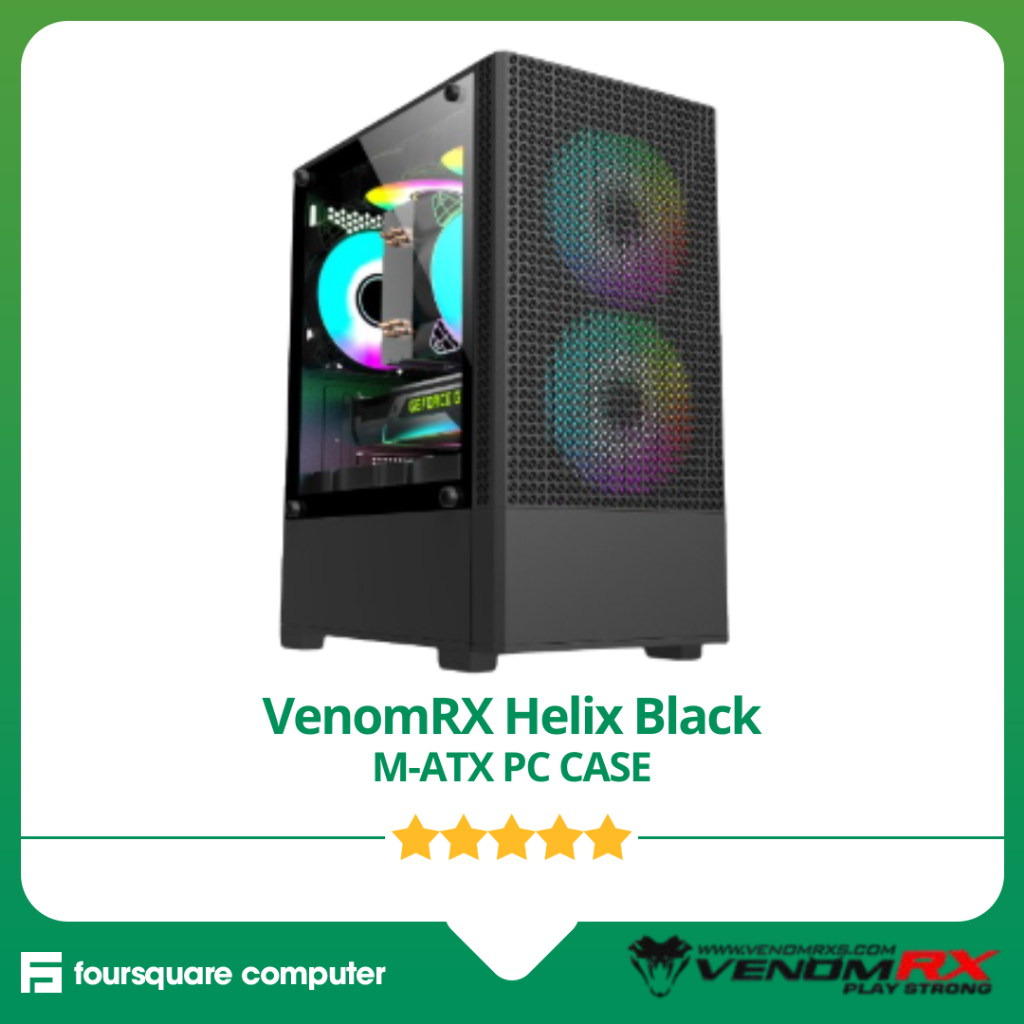 Jual VenomRX Helix Black M-ATX + 2 Fan 12cm RGB | CPU PC Case Casing ...