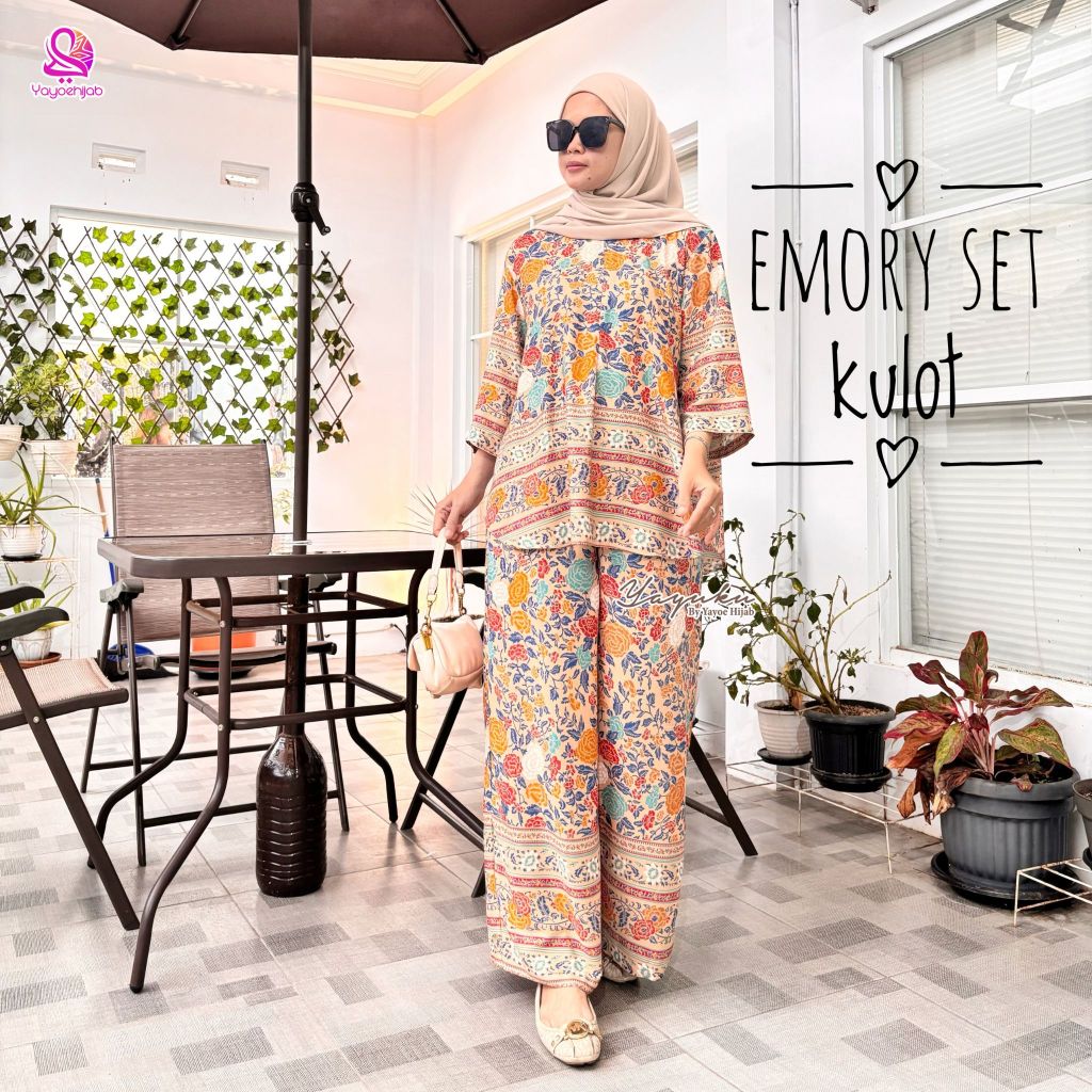 Jual Emory Setelan Celana Kulot Jumbo Rayon Motif Baju Dewasa Wanita ...
