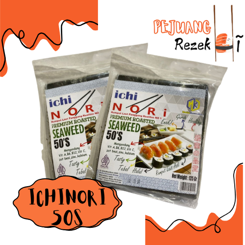 Jual ICHINORI 50 SHEET / SUSHI NORI / YAKINORI / NORI HALAL / DRIED SEAWEED / NORI GIMBAB (RL ...