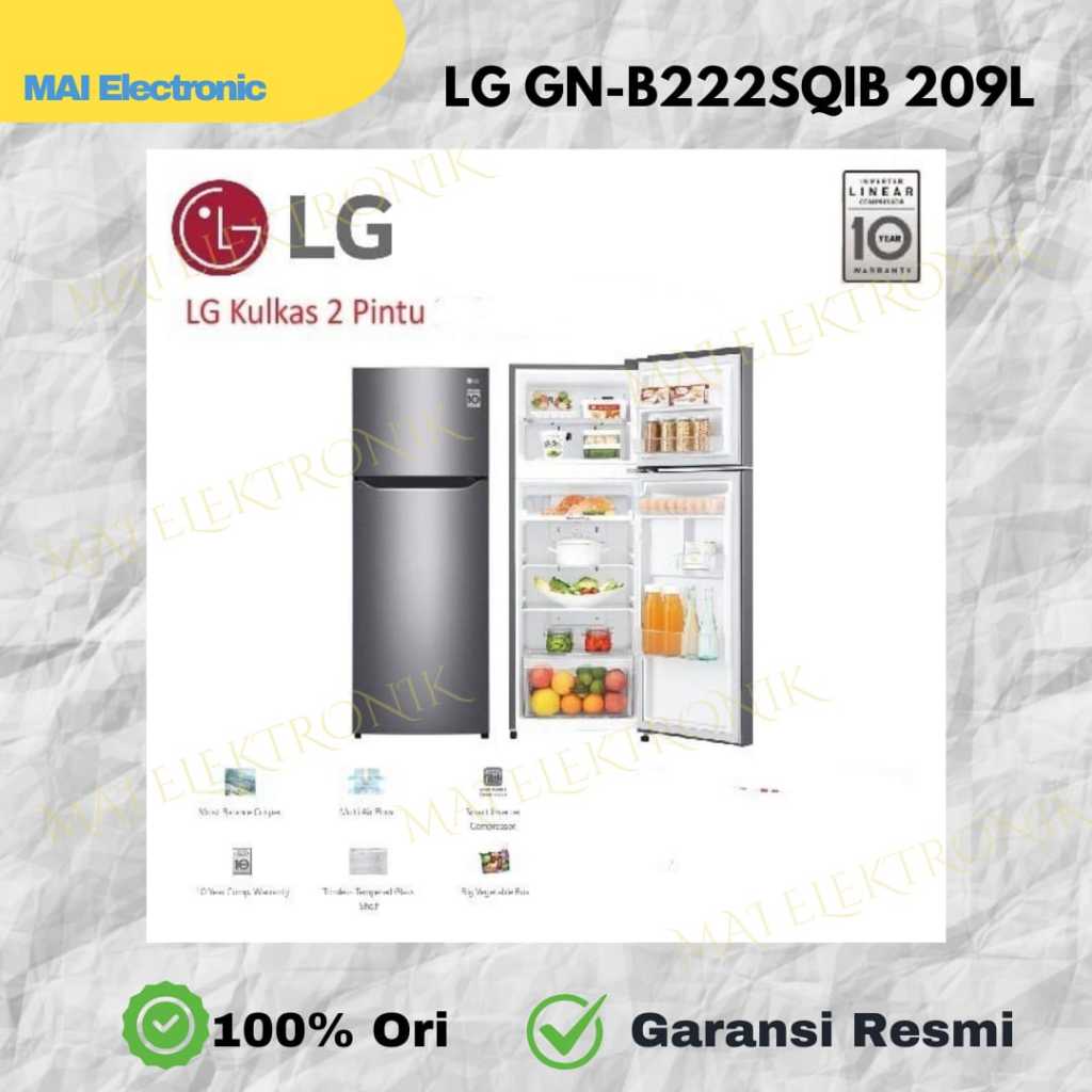 Jual Kulkas LG 2 Pintu INVERTER GN-B222SQIB 209L | Shopee Indonesia