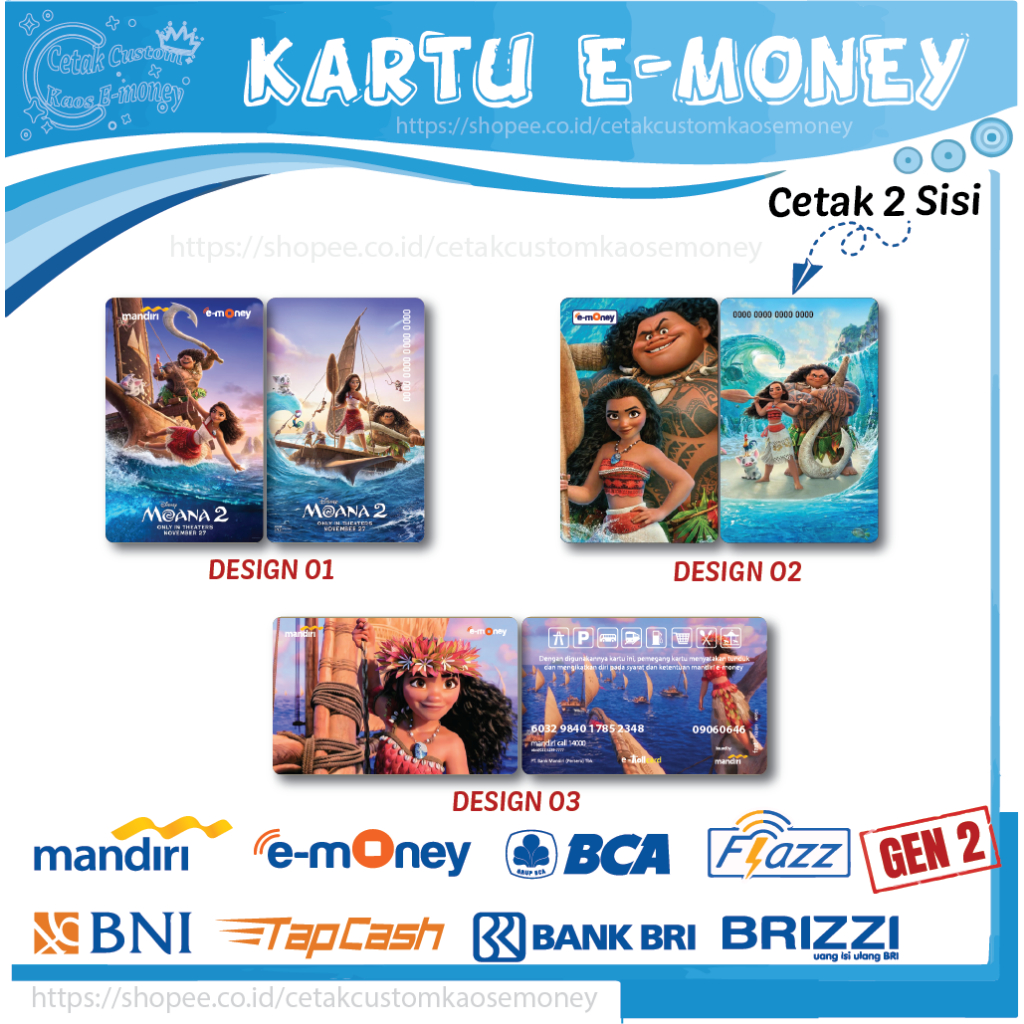 Jual KARTU EMONEY ETOLL KARTUN MOVE ANIME MOANA KUMPULAN MOVE MANDIRI ...