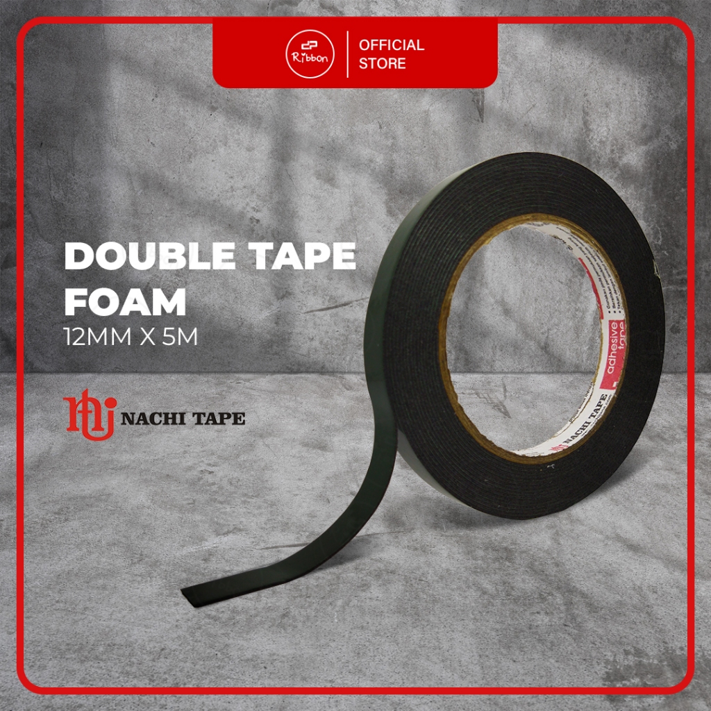 Jual Double Tape Foam 12mm x 5m NACHI Isolasi Bolak Balik Selotip Solasi Dua Sisi | Shopee Indonesia