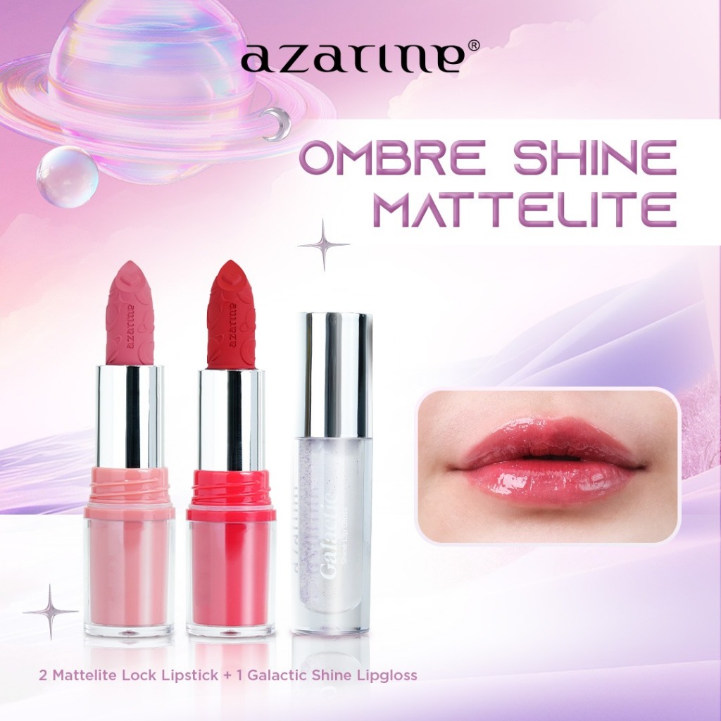 Jual Azarine Ombre Shine Mattelite Kit [3 PCS] Lipstick Matte with ...