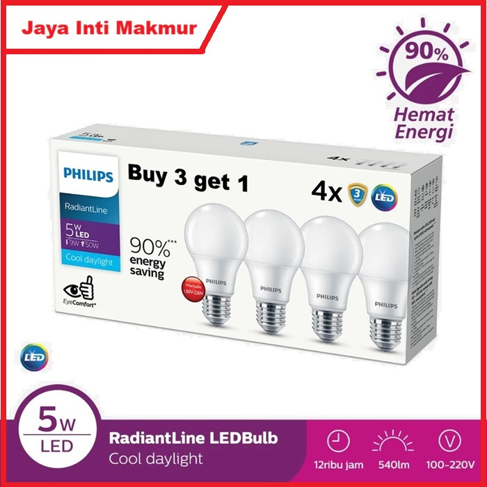 Jual Philips LED Paket 5W 7W 9W 11W Watt Putih Lampu Bulb Multipack Radiantline 5 7 9 11 W ...