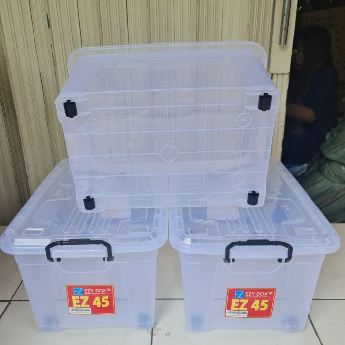 Jual Box Container EZY CB 45 Liter Roda Sky Transparan Bening Kotak ...