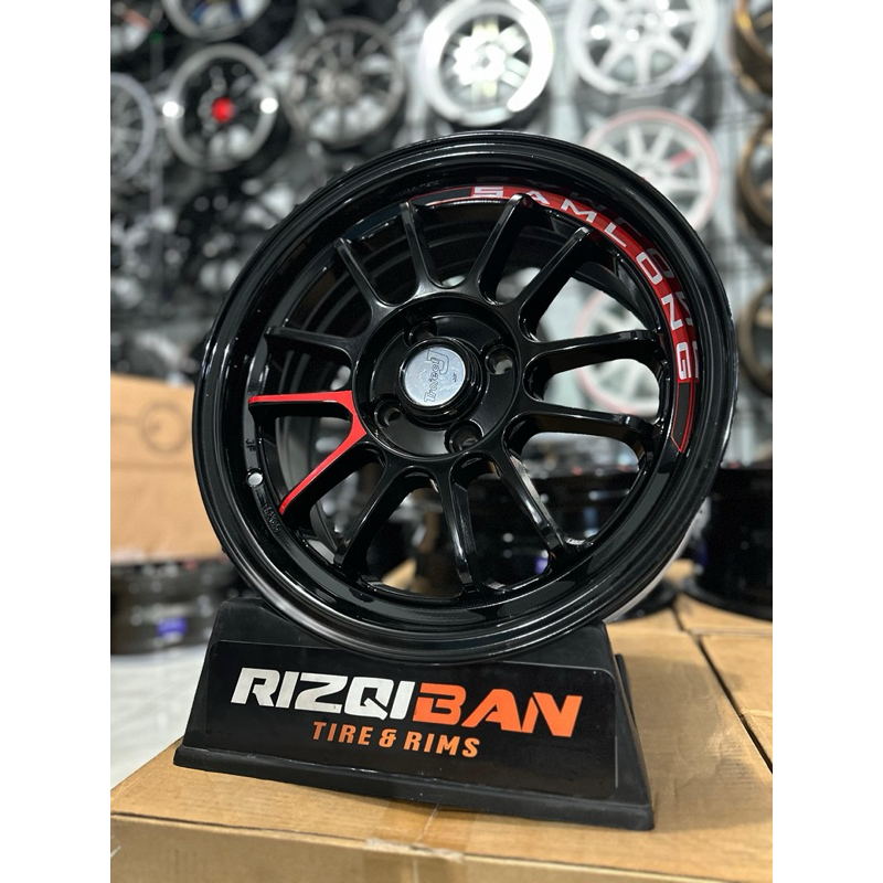 Jual velg samlong r15 black glossy pcd 4x100 lebar 6,5 et42 kondisi ...