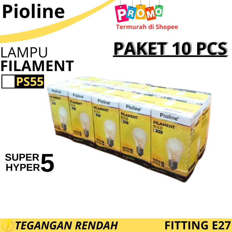Jual Paket 10 pcs Lampu Pijar/Filamen Bulb Pioline PS55 Super Hyper 5 Watt | Shopee Indonesia