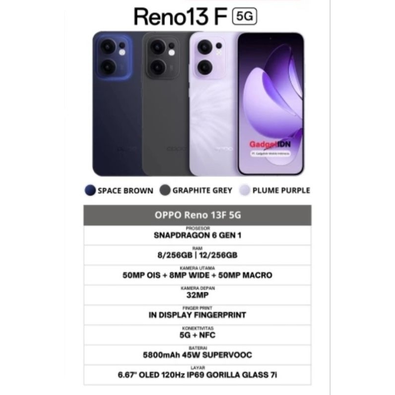 Jual Oppo reno 13F 5G 12/256 segel garansi resmi | Shopee Indonesia