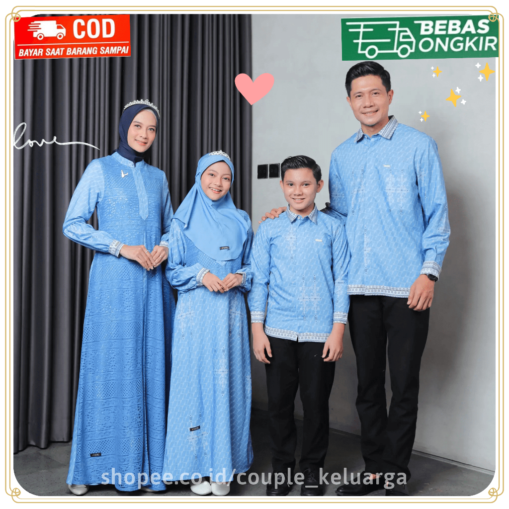 Jual Sarimbit Keluarga 2025 Terbaru LUBI BASWARA FAMILY SKY BLUE ...