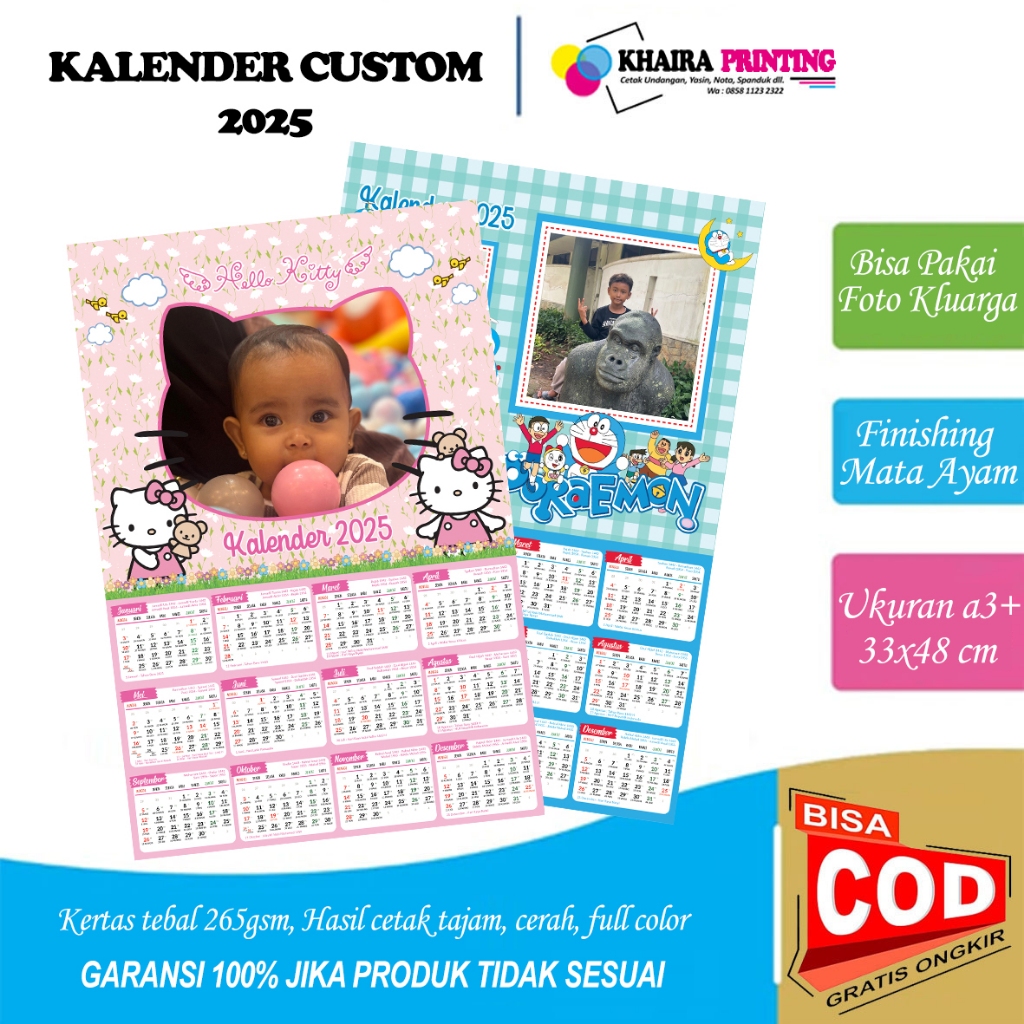 Jual Cetak Kalender Custom Gratis Desain Pakai Foto Sendiri | Shopee ...