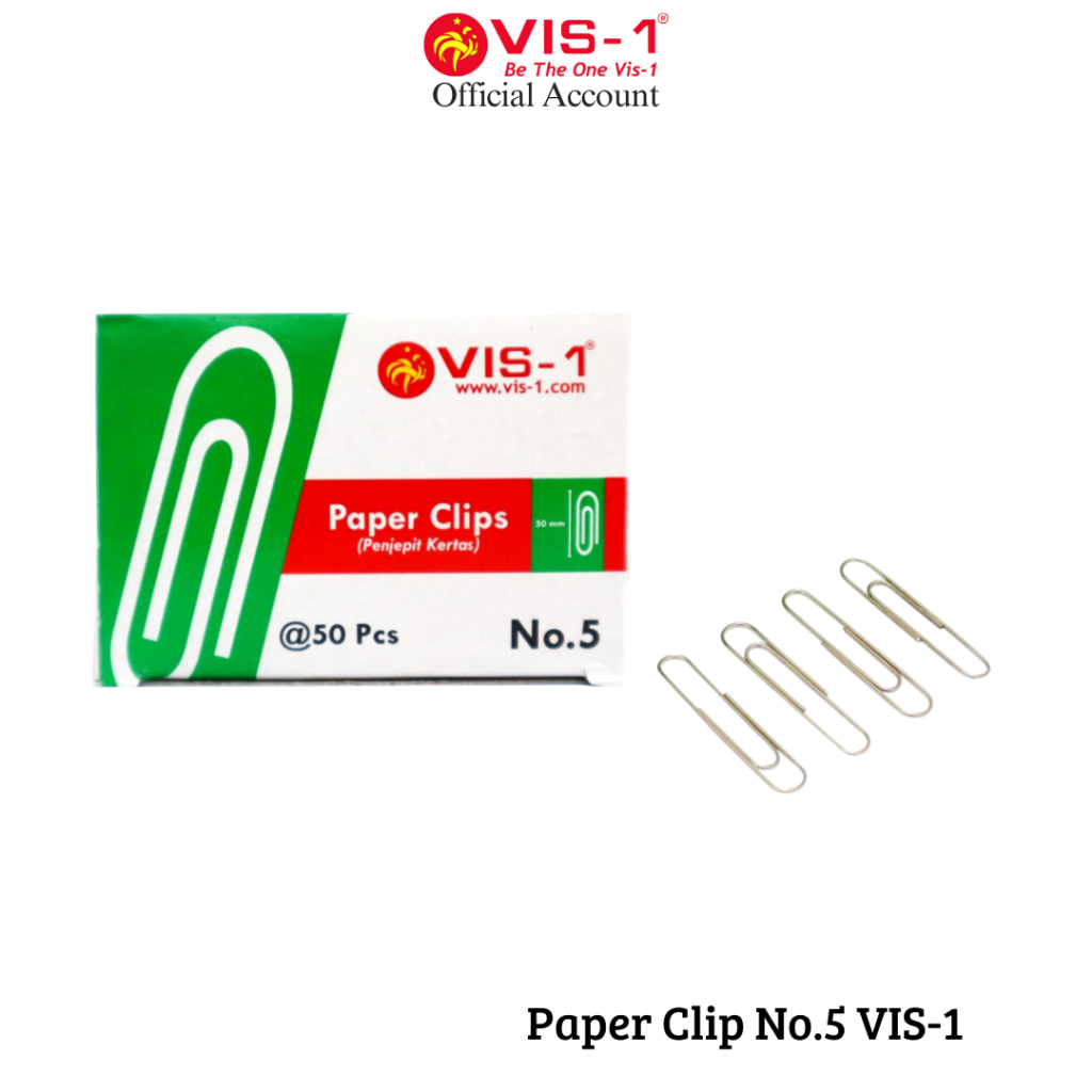 Jual VIS-1 Klip Kertas No.5 / Klip Penjepit Kertas No.5 / Paper Clip No ...