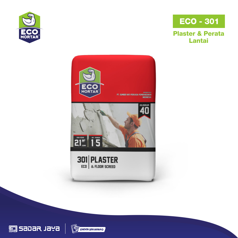 Jual Eco Mortar Plaster & Perata Lantai Eco 301 40 kg Eco Mortar Plester Mortar Instan Semen ...