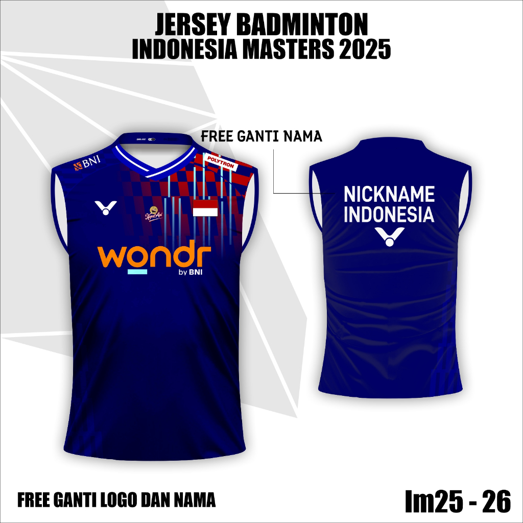 Jual Jersey badminton indonesia Masters 2025 baju olah raga bulu tangkis singlet | Shopee Indonesia