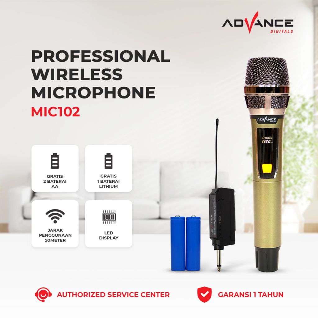 Jual Advance MIC-102 Mic Profesional Wireless Microphone Garansi Resmi ...