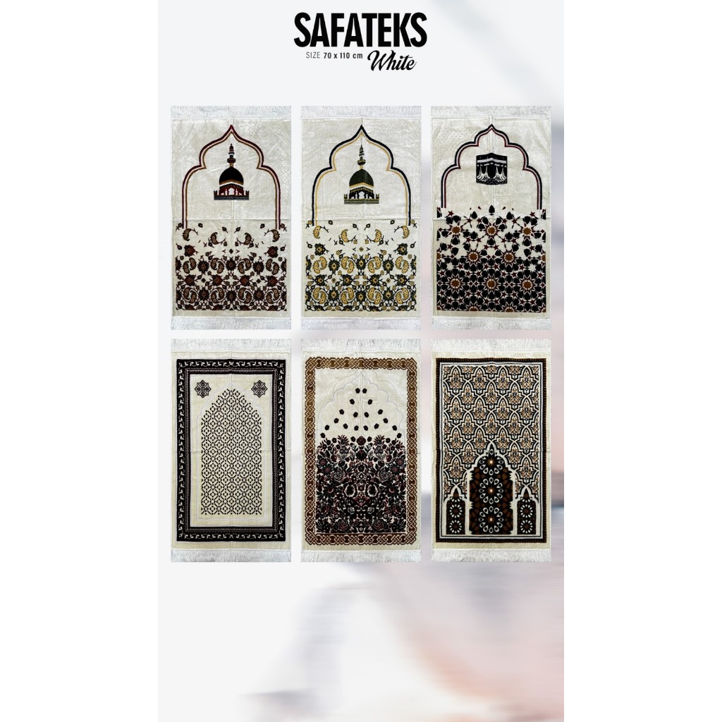 Jual Sajadah Lipat Halus Premium Safa teks White 70x110 cm | Shopee ...