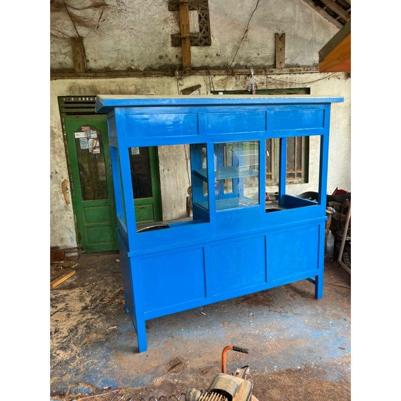 Jual Gerobak mie ayam bakso 2 tungku warna biru | Shopee Indonesia