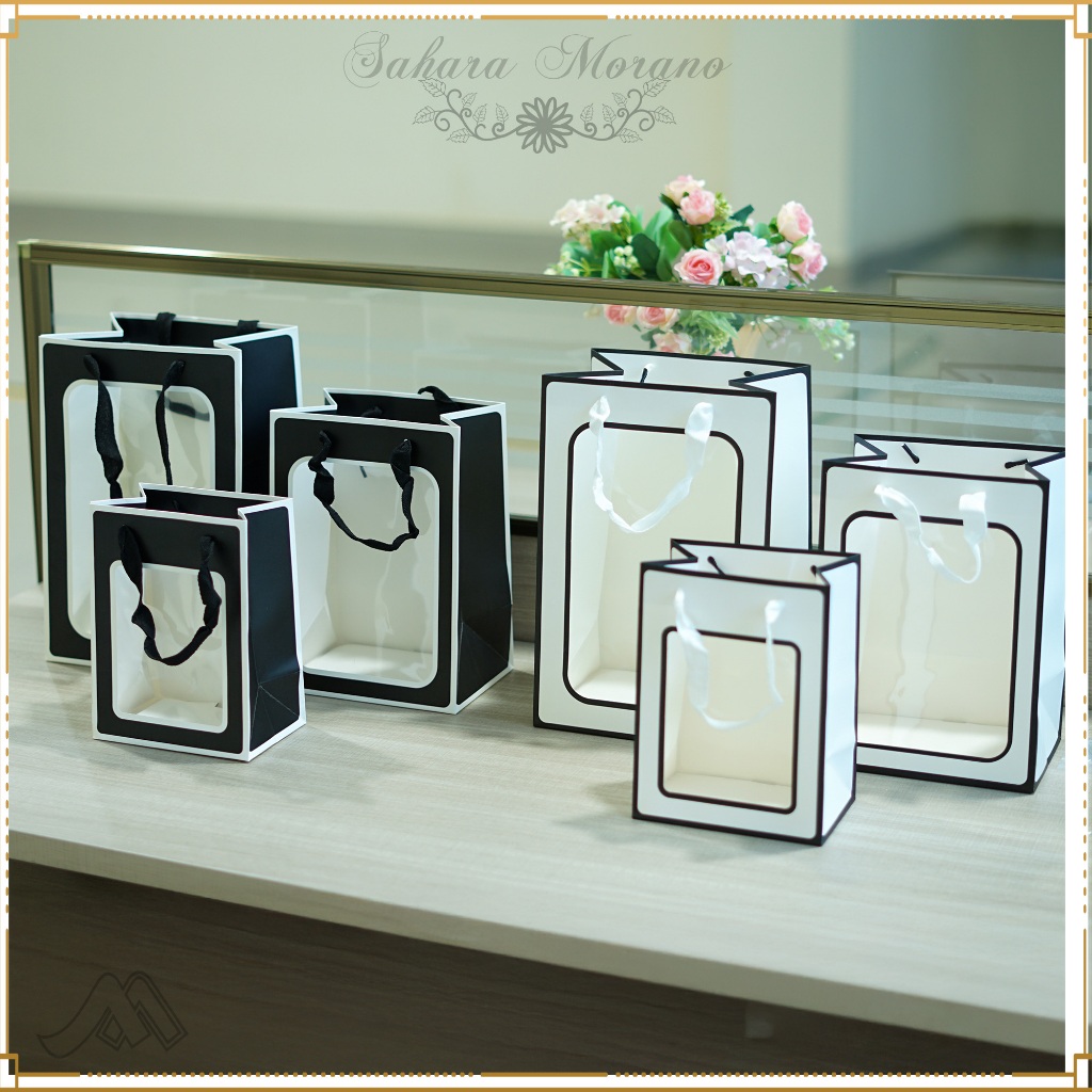 Jual Paper Bag Mika Transparant Color White and Black | Tas Belanja ...