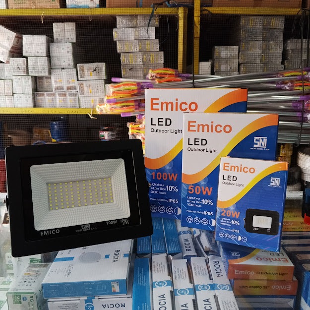 Jual Lampu Sorot Emico/Lampu Tembak/lampu taman LED 20, 50, 100 Watt IP65 ANTI AIR EMICO/Putih ...