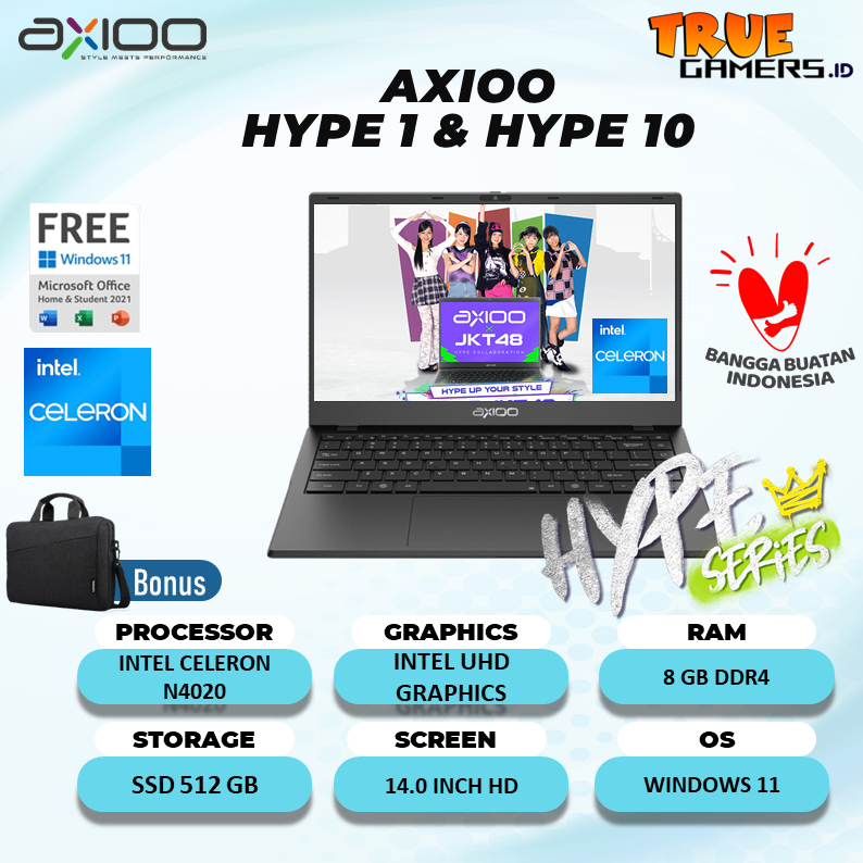 Jual LAPTOP AXIOO HYPE 10 N4020 8GB 512GB SSD / CINTA PRODUK INDONESIA | Shopee Indonesia
