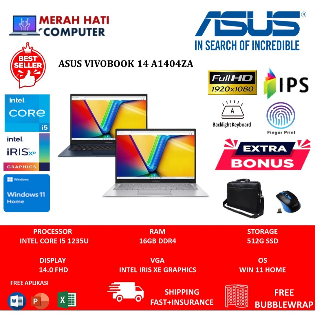 Jual LAPTOP RESMI ASUS VIVOBOOK 14 A1404ZA INTEL I5 1235U RAM 16GB ...