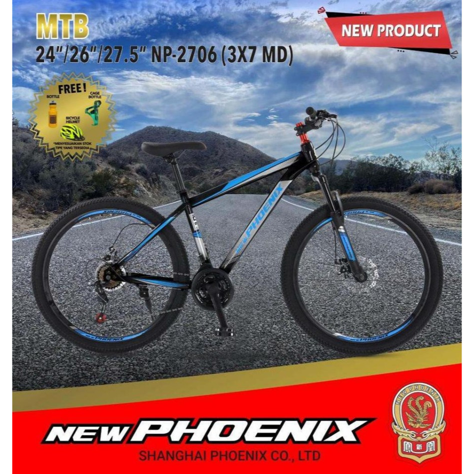 Jual Sepeda Gunung MTB Phoenix 2706 Ukuran 20 24 26 Inch Disc Brake ...