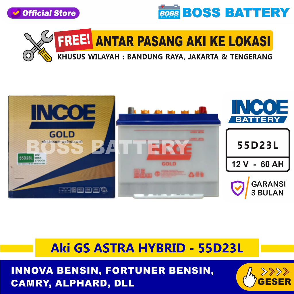 Jual Aki INCOE GOLD 55D23L - 60 Amper, Aki INCOE ASTRA OTOPARTS ...