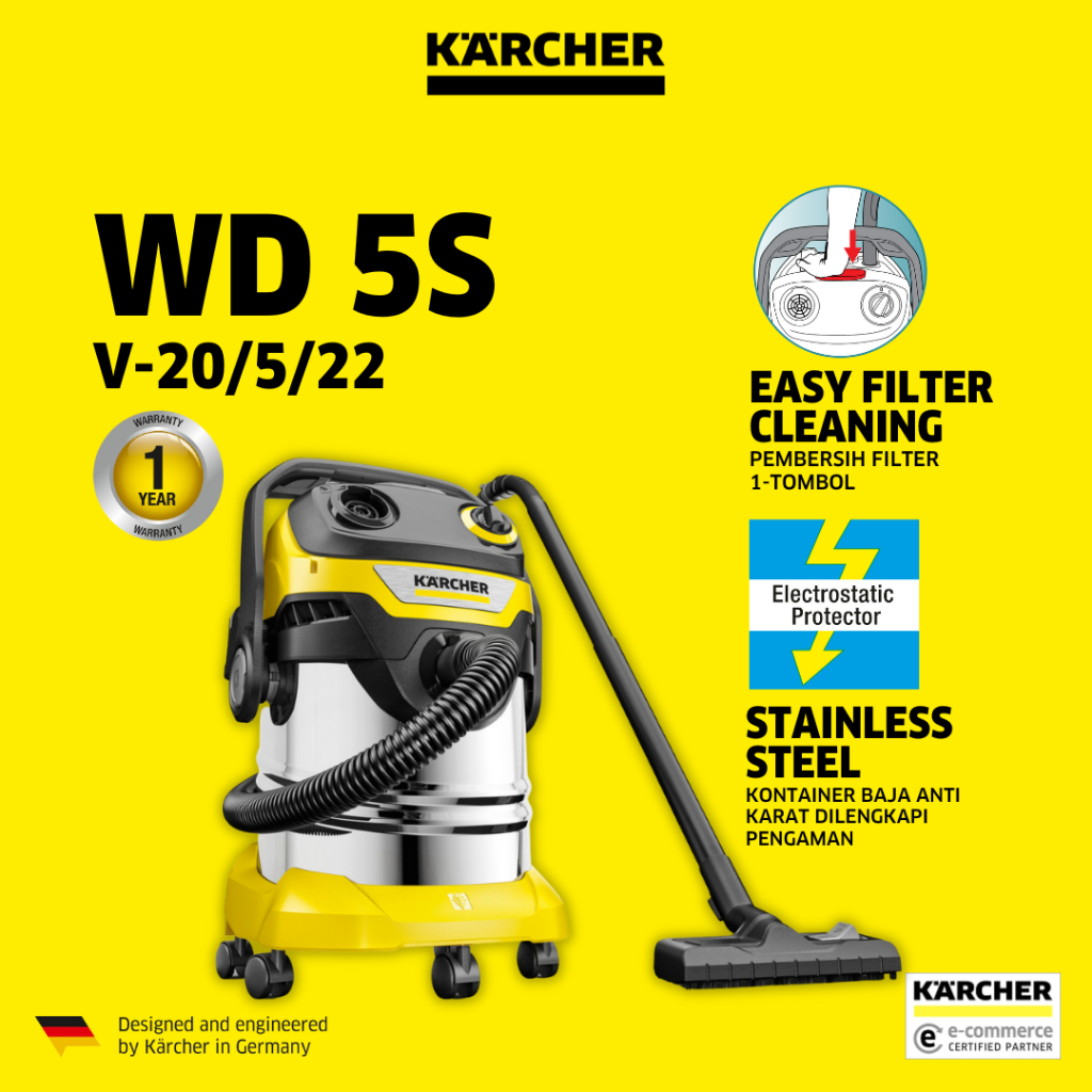 Jual Karcher WD 5 S V-25/5/22 *EU Vacuum Cleaner Wet & Dry | Shopee ...