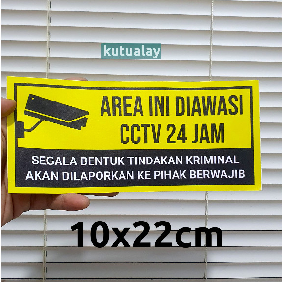 Jual Sticker Perhatian Area Ini Diawasi CCTV 24 Jam Stiker Dinding Indoor Outdoor 10x22cm ...