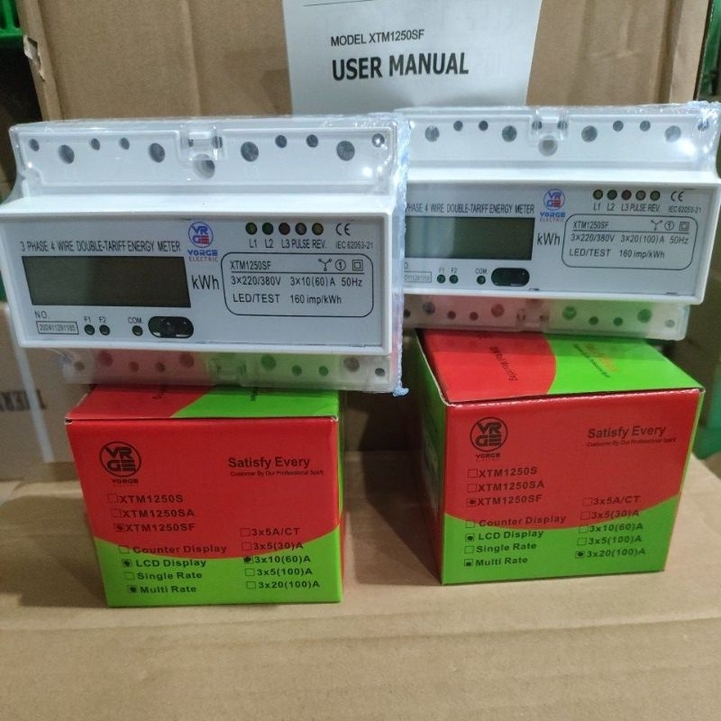 Jual KWH Meter Digital 3Phase 3P 3 Phase VORGE XTM1250SF Double Tarif 2tarif | Shopee Indonesia