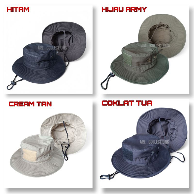 Jual topi rimba tactical lapangan polos full ripstop cotton caps velcro ...