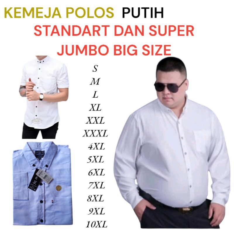 Jual Kemeja Polos Putih Bersih Kancing hitam Lengan Panjang Pria Dewasa Standart Big Size Super ...