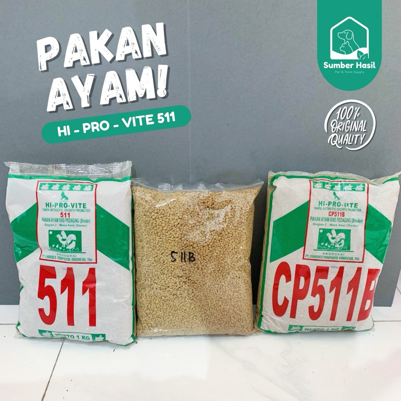 Jual HI PRO VITE PAKAN AYAM 1KG 511 / CP511B / 511B PUR AYAM POKPHAND ...