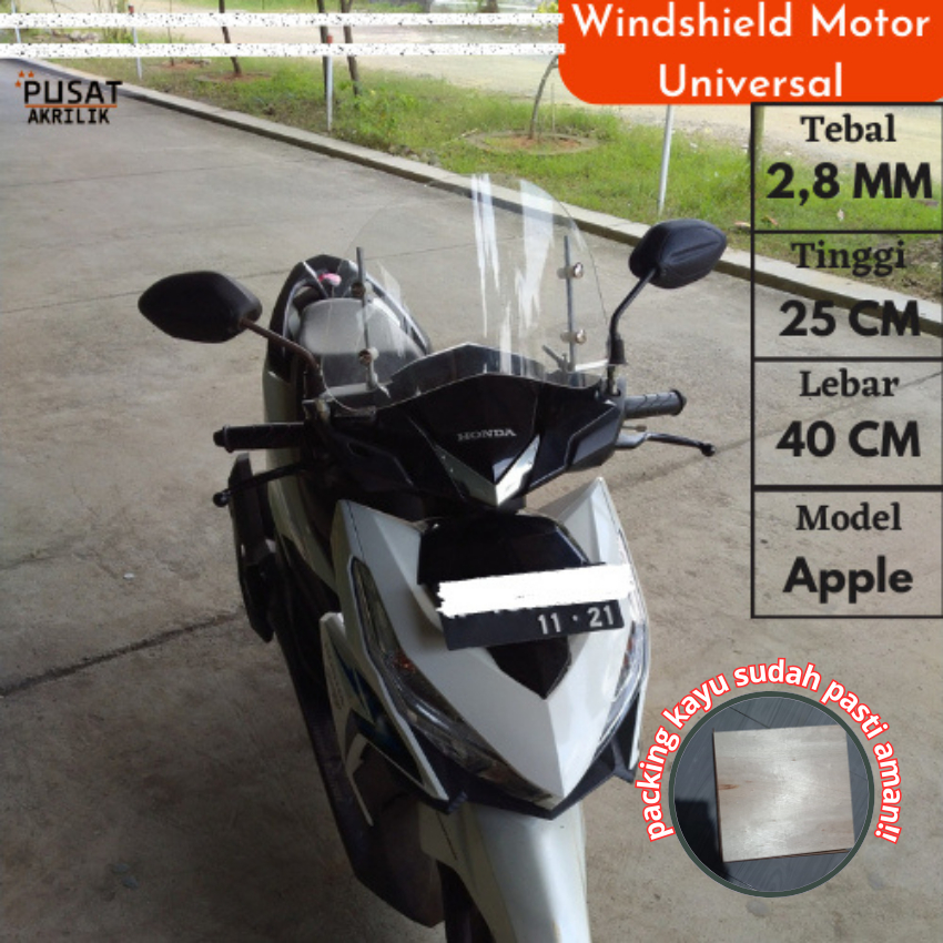 Jual Windshield Motor Universal Apple ukuran 25cm x 40cm Visor Tameng ...