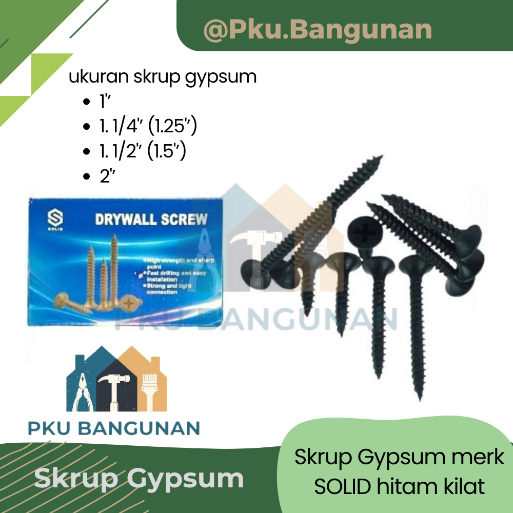 Jual baut skrup sekrup gypsum / drywall screw gypsum / sekrup baja hitam gipsum hollow baja ...
