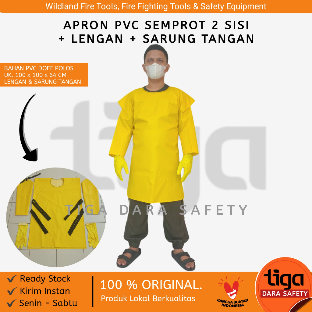 Jual Apron Semprot 2 Sisi PVC KUNING plus Lengan dan Sarung Tangan ...