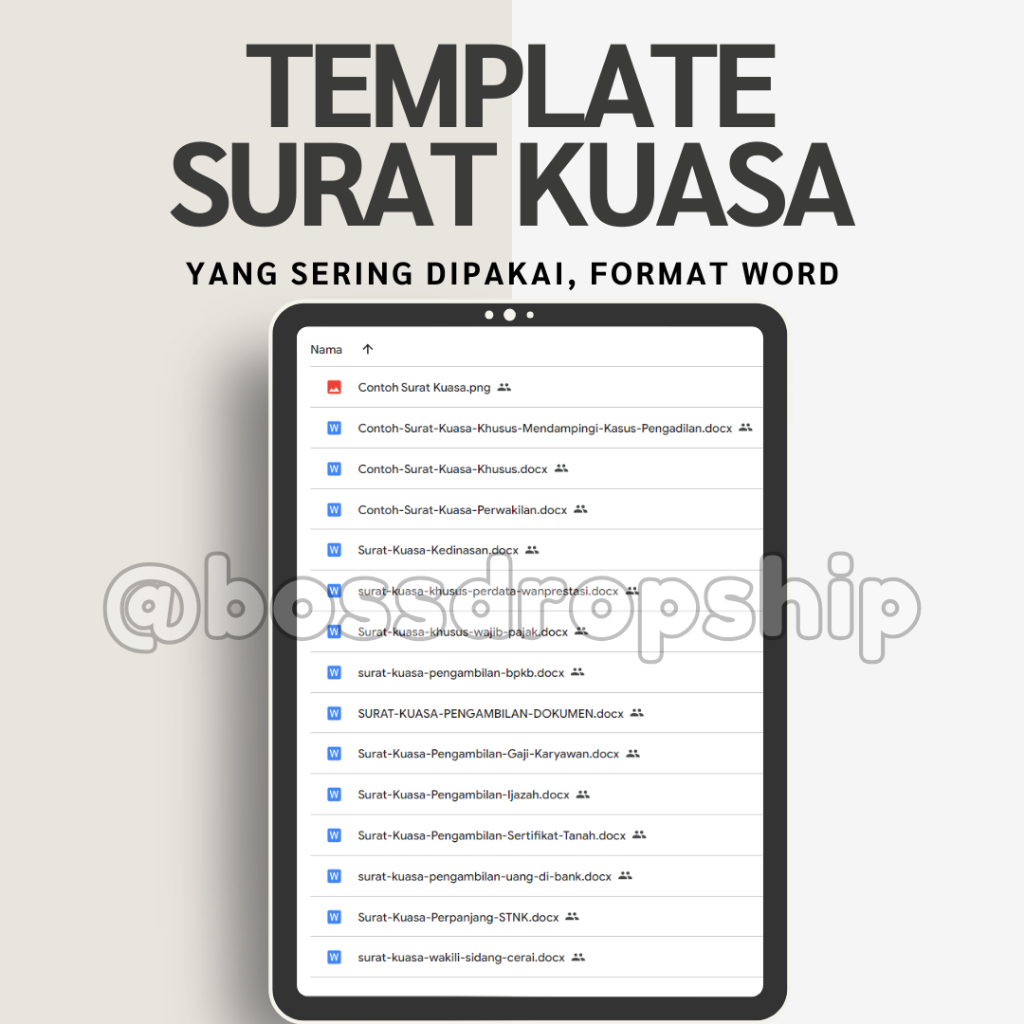 Jual Template surat kuasa yang sering di pakai format MS Word tinggal ...
