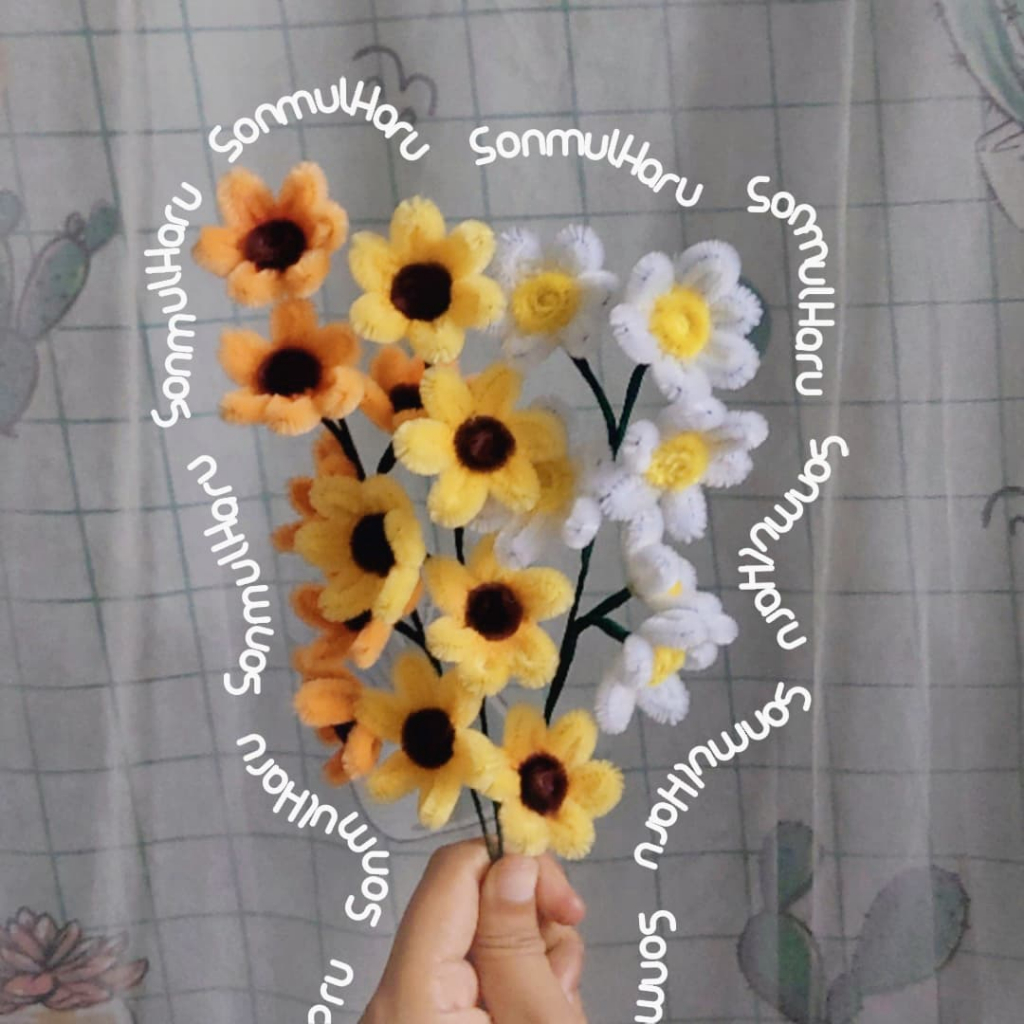 Jual Bunga matahari mini | Mini Sunflower | Bunga kawat bulu | Pipe ...