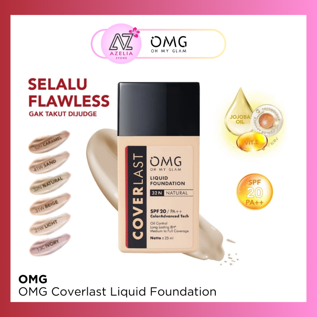 Jual OMG Oh My Glam Coverlast Liquid Foundation SPF 20 PA++ Alas Bedak ...