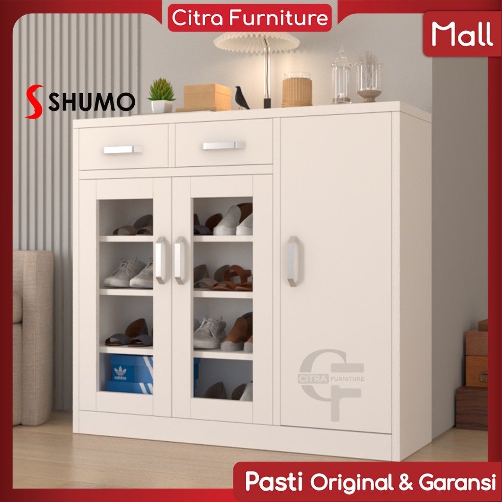 Jual CITRA FURNITURE SHUMO Lemari Kabinet Rak Sepatu 3 Pintu Besi Kaca ...