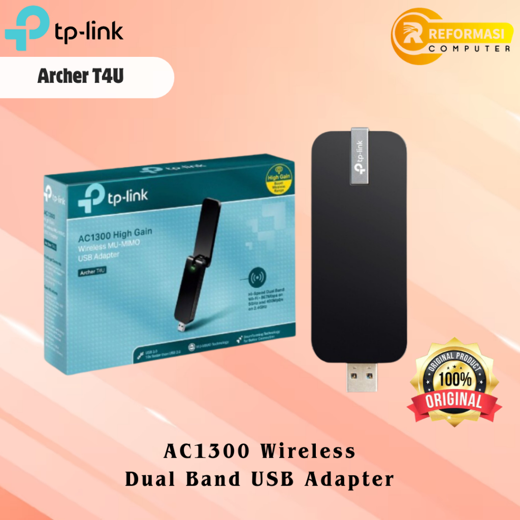 Jual TP-LINK AC1300 Wireless Dual Band USB Adapter Archer T4U | Shopee ...