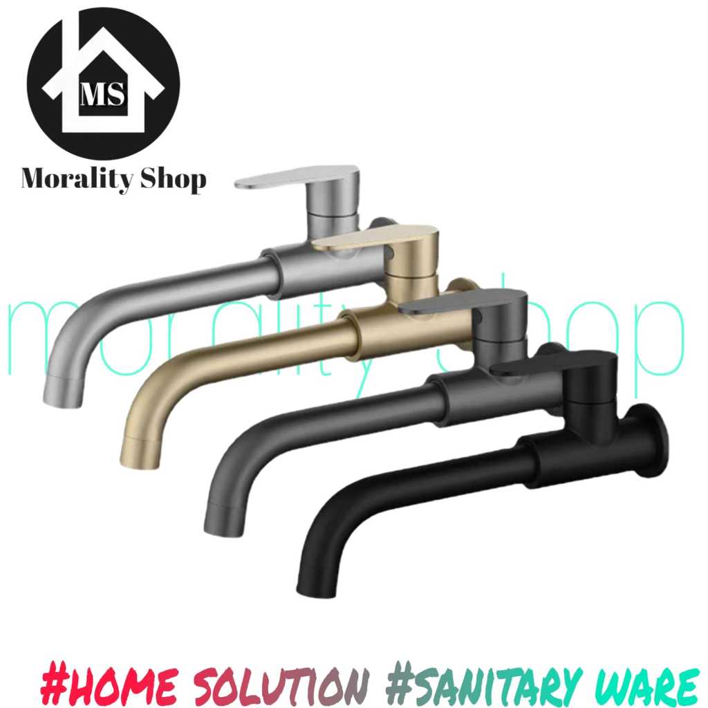 Jual kran tembok wastafel stainless minimalis model putar 360 / keran ...