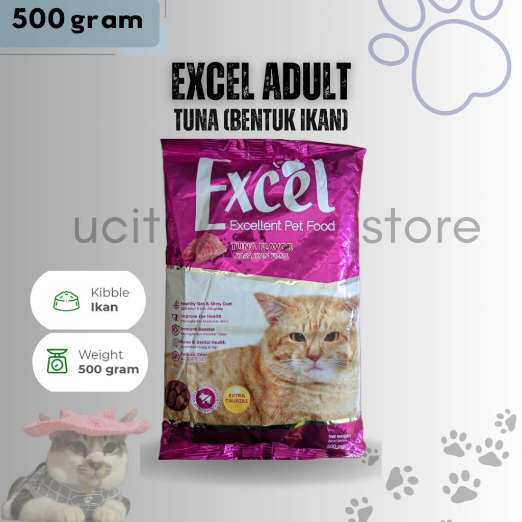 Jual Excel Cat Food Adult Tuna (bentuk Ikan) 500gram "Dry Food Cat ...